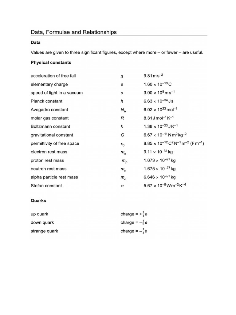 OCR A AS Physics Mock Test Paper 01 With Formula Sheet | PDF