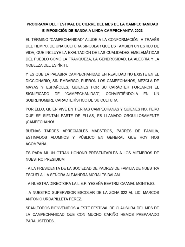 Festival de la Campechanidad 2023 | PDF