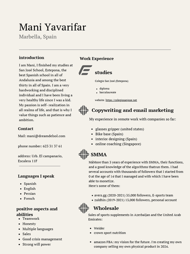Beige Black Simple Digital Marketer CV-6 | PDF