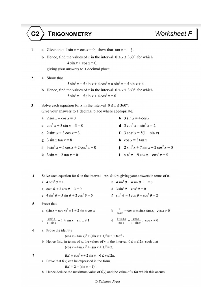 Trigonometry Questions | PDF