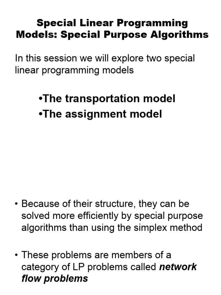 L9 Special Programming Models Transportation Model | Download Free PDF | Linear Programming ...