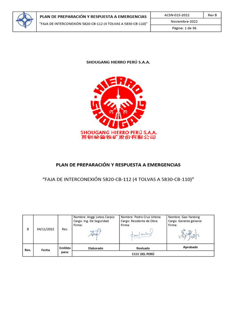 ACSN 015 2022 C SG PPRE 1002 - Rev0 | PDF | Seguridad y salud ocupacional | Policía