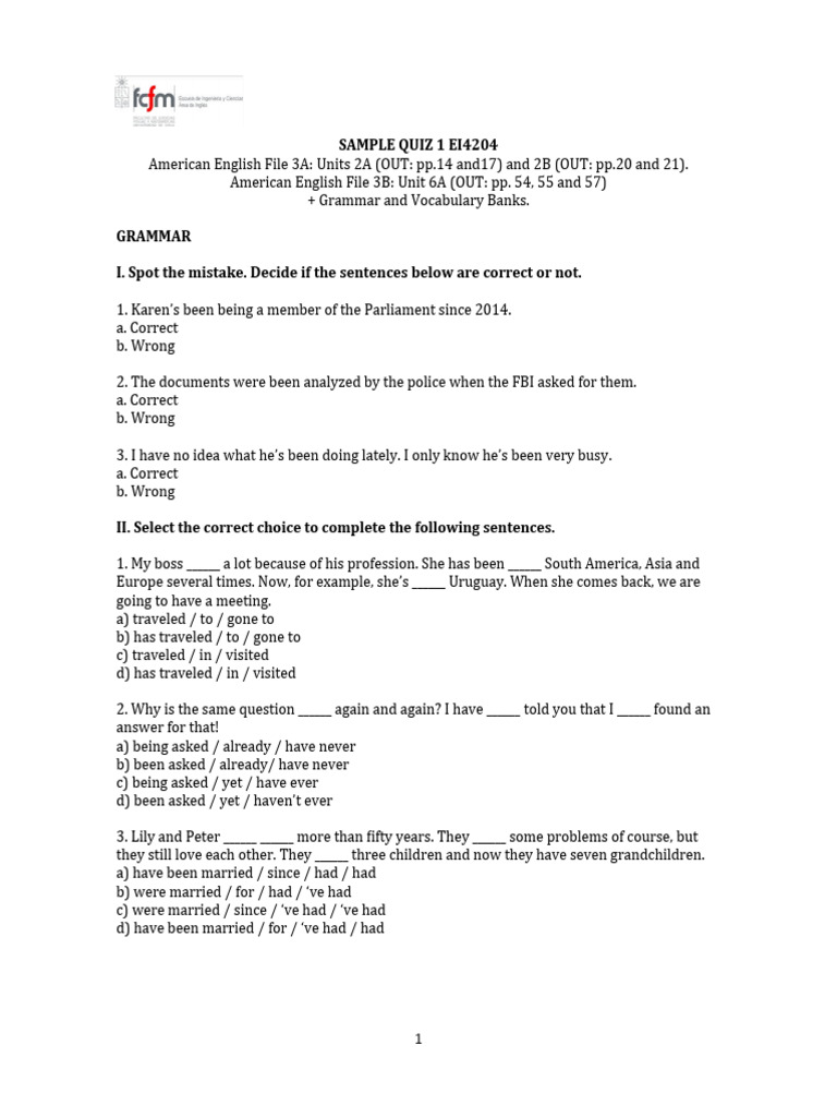 EI4204 Sample Quiz: Grammar & Vocabulary | PDF | Mortgages | English Language