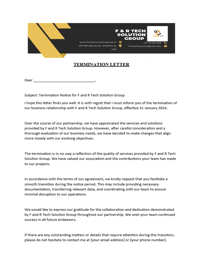 Termination Letter 2 | PDF