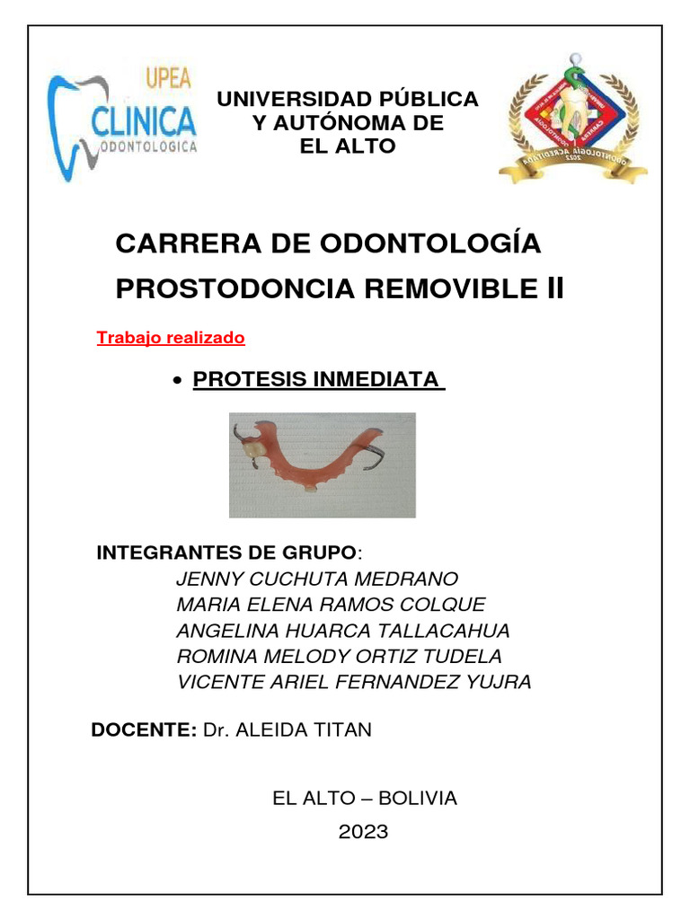 Pasos para Prótesis Inmediata | PDF | Odontología | Boca