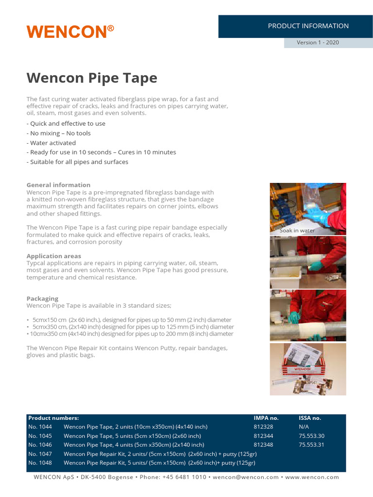 Wencon Pipe Tape | PDF | Pipe (Fluid Conveyance) | Fiberglass