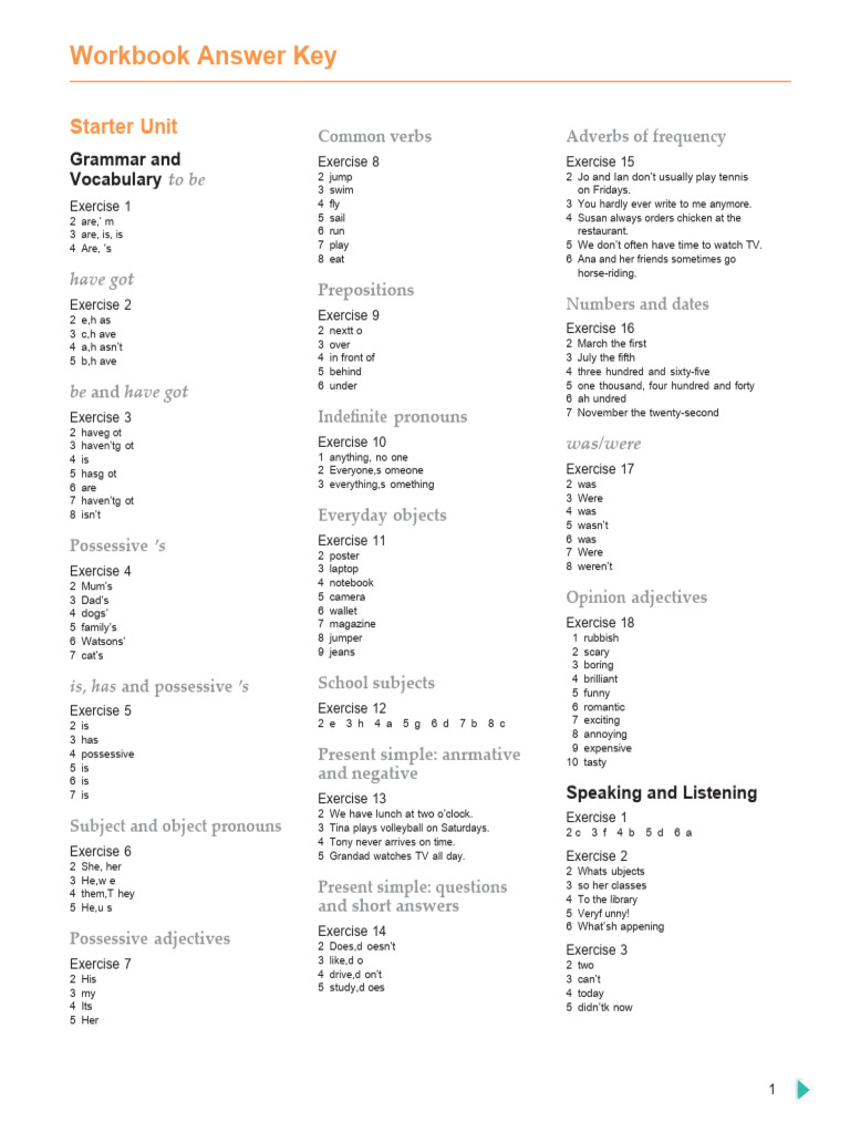 Next Move 3 Workbook Answers Key | PDF | Linguistics