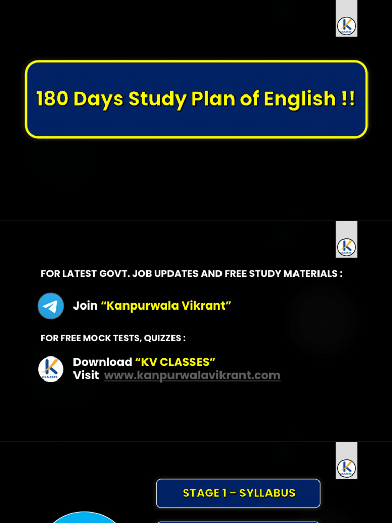 180 Days English Study Plan Kanpurwala Vikrant | PDF | Verb | Phrase