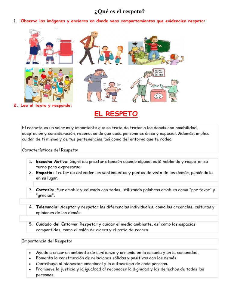 Ficha El Respeto | PDF | Conceptos psicologicos | Ciencias del comportamiento