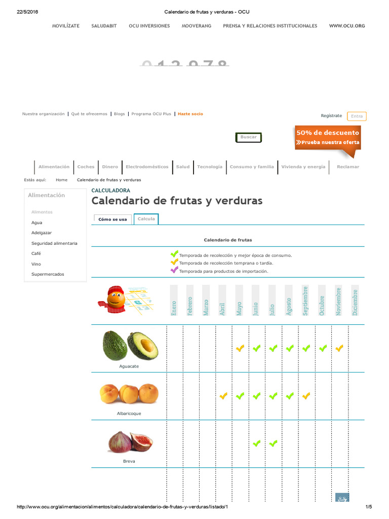 Calendario de frutas - OCU | PDF | Fruta | Ingredientes de comida
