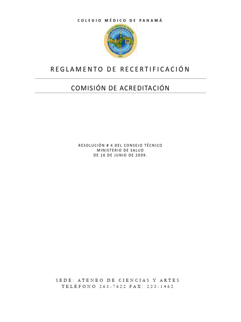 CMP Reglamento Recertificacion | PDF | Medicina | Panamá