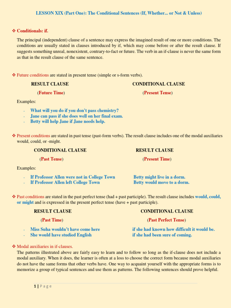 Future Time Present Tense: Conditionals: If | PDF | Perfect (Grammar ...