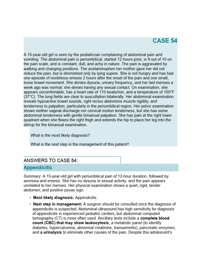 Appendicitis Case | PDF | Clinical Medicine | Medical Specialties