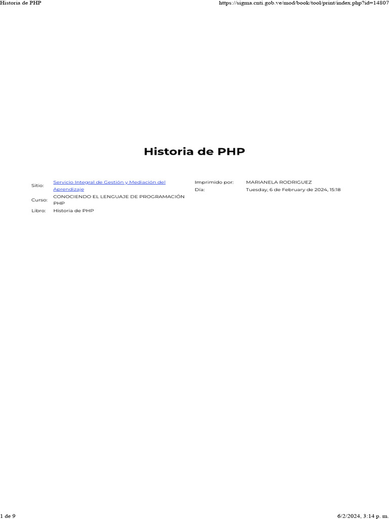 Historia de PHP | PDF | Php | Ingeniería de software