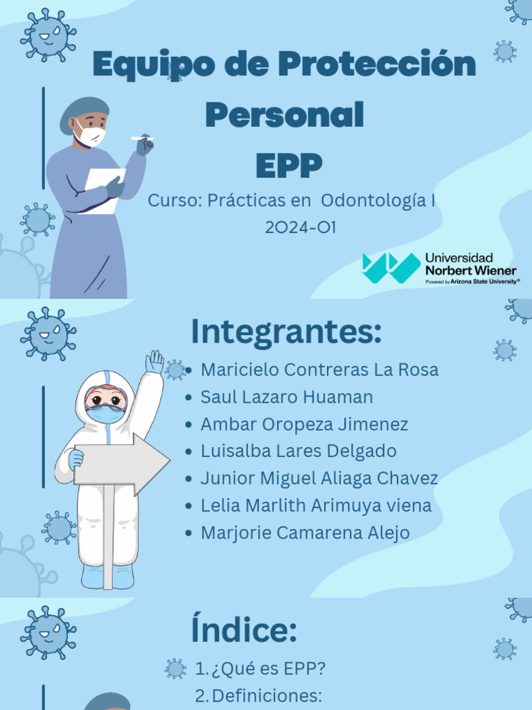 Equipo de Protección Personal EPP: Curso: Prácticas en Odontología I ...