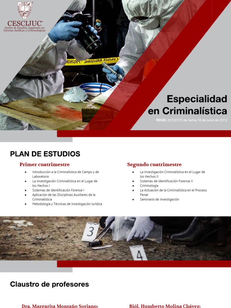Plan de Estudios en Criminalística CESCijuc | PDF | Ciencia forense ...