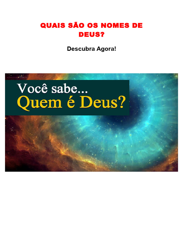 4 Quais São Os Nomes de Deus - Artigo | PDF | Deus | Gênesis (livro)