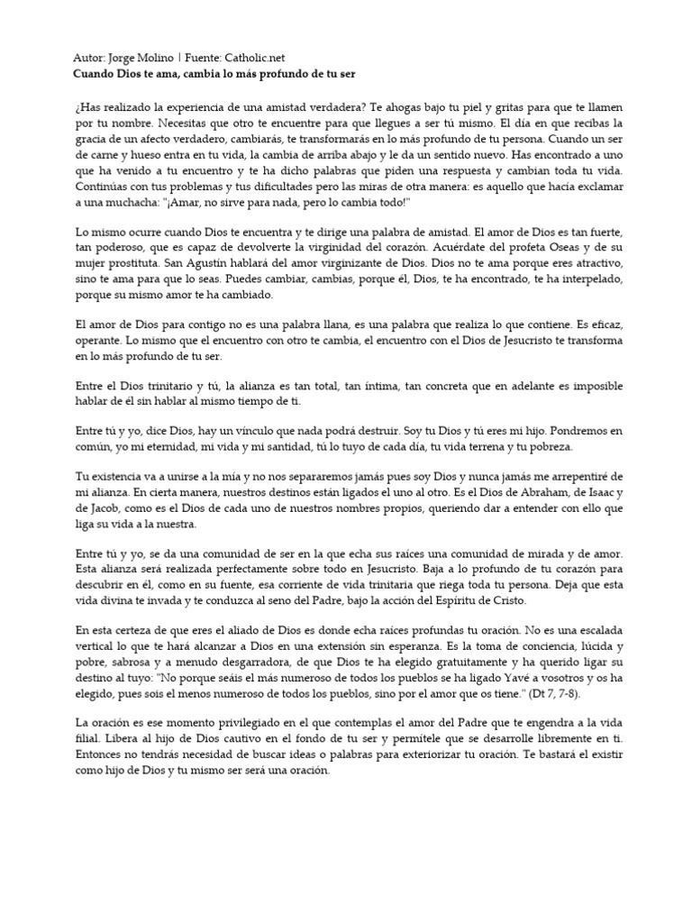 CUANDO DIOS TE AMA, CAMBIA LO MÁS PROFUNDO DE TU SER, Jean Lafrance | PDF | Amor | Dios