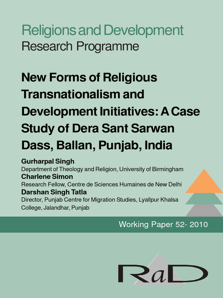 Gurharpal Singh, Case Study of Dera Sant Sarwan Dass, Ballan, Ravidasis ...