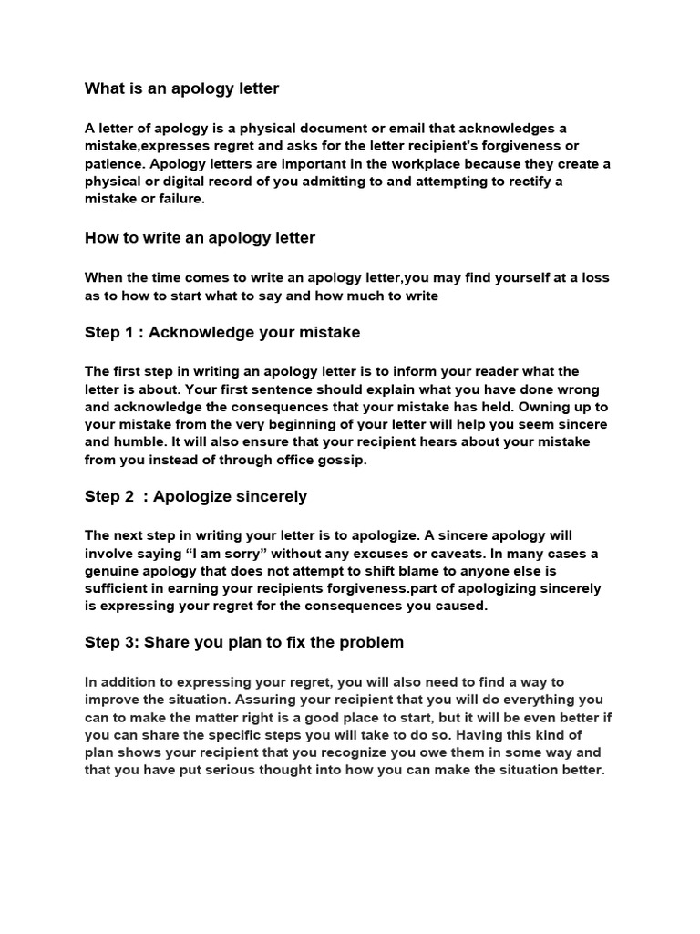 What Is An Apology Letter | PDF | Forgiveness