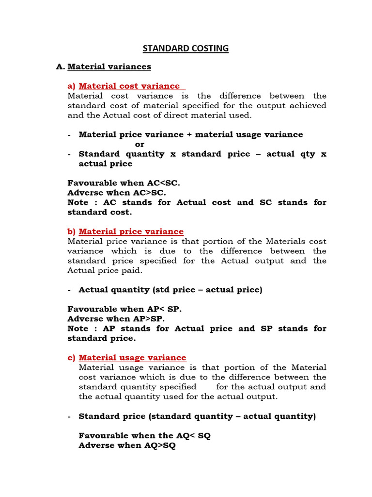 Unit 7-Standard Costing | PDF | Economies | Business Economics