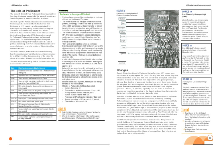 Elizabeth Parliament Changes READABLE | PDF | Parliament Of The United ...