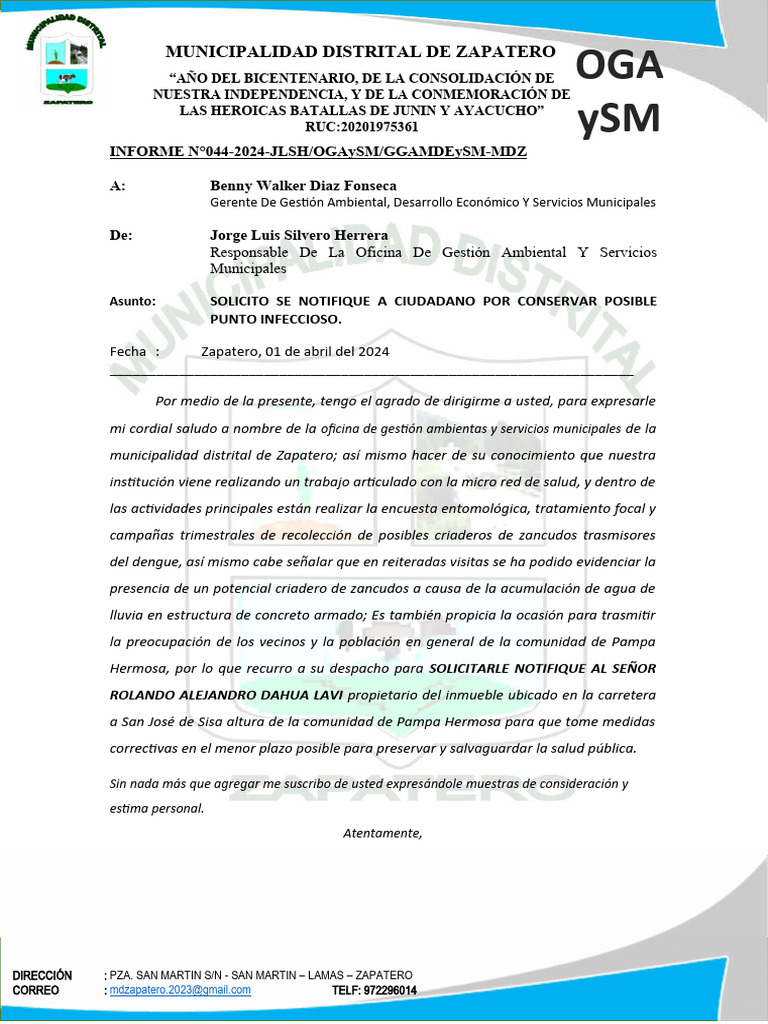 Informe 044 Rolando Dawa | PDF