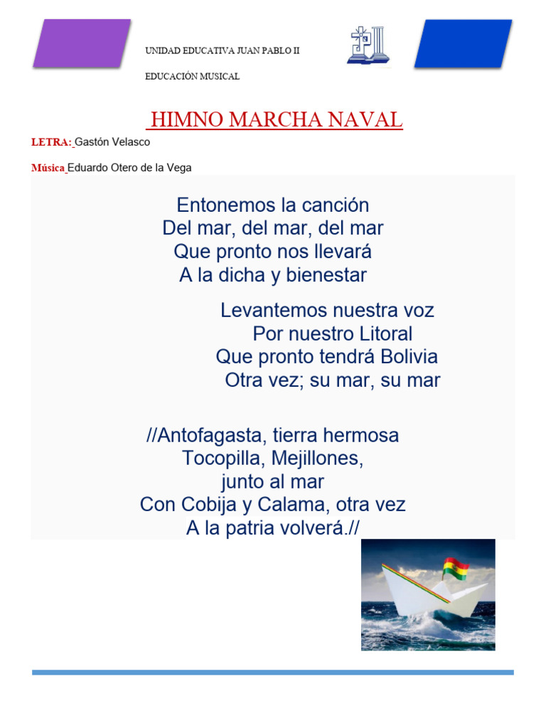 Himno Marcha Naval | Descargar gratis PDF | Bolivia