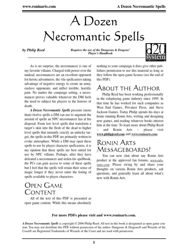 A Dozen Necromantic Spells | PDF | License | Trademark A Dozen Necromantic Spells | PDF | License | Trademark