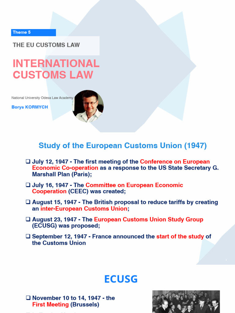 EU Customs Law and History | PDF | Customs | European Union