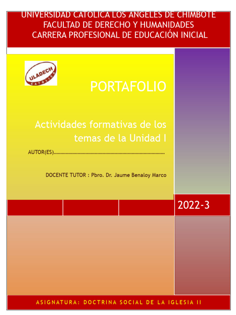 Portafolio DE LAS ACTIVIDADES I Unidad DSI II - 2022-3 | PDF | Iglesia Católica | Doctrina ...