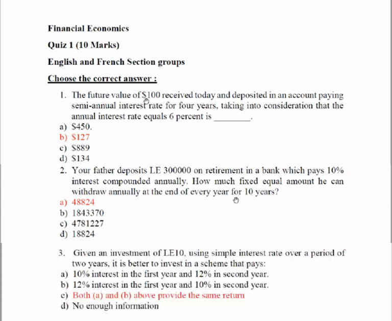 Financial Quizzes and Final Exam 4 | PDF