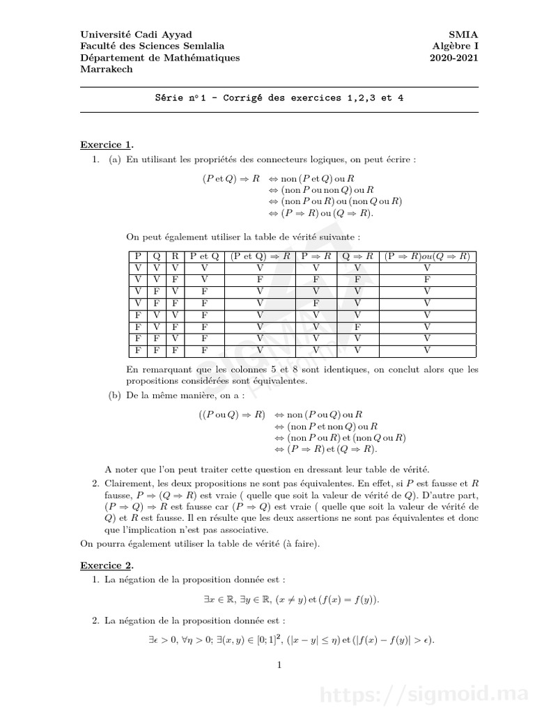 Correction TD 1 | PDF | Inclusion (mathématiques) | Ensemble vide