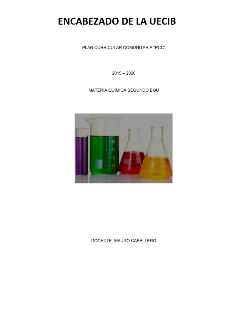 Pcc Segundo Bgu Quimica Pdf Química Compuestos Químicos