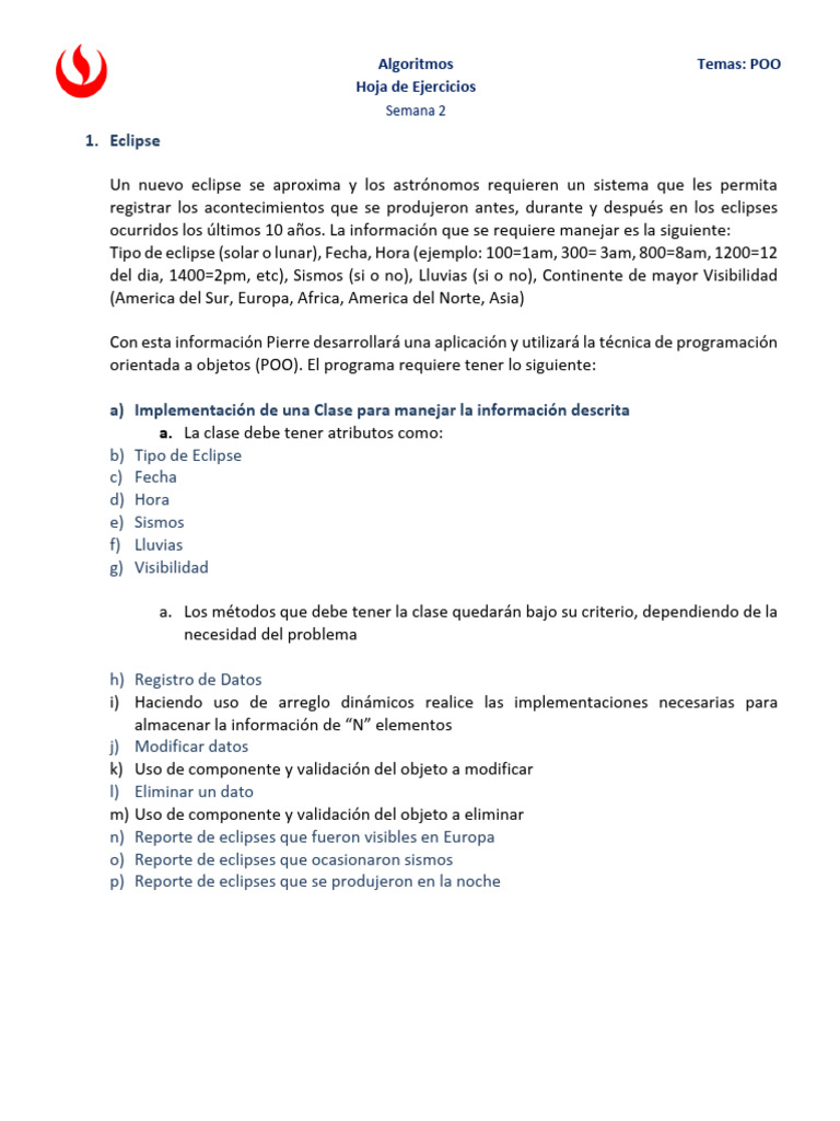 Hoja de Ejercicios - Semana - 2 | PDF | Objeto (informática ...