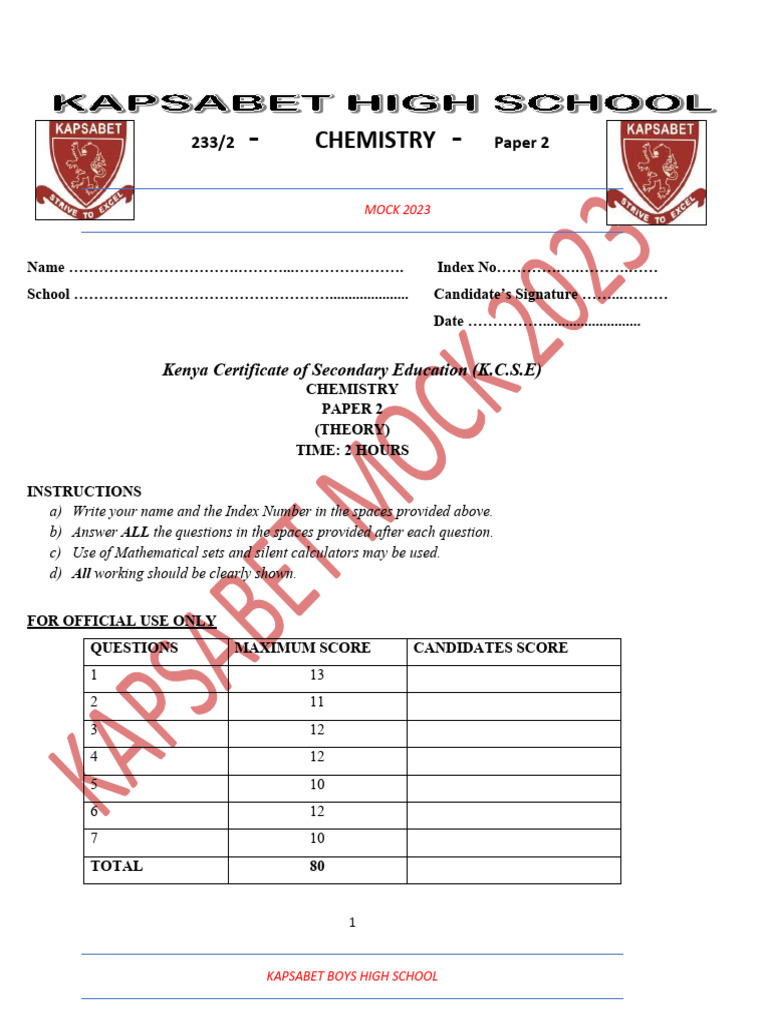 CHEMISTRY-PP2-2023 | PDF | Chemistry | Chemical Substances