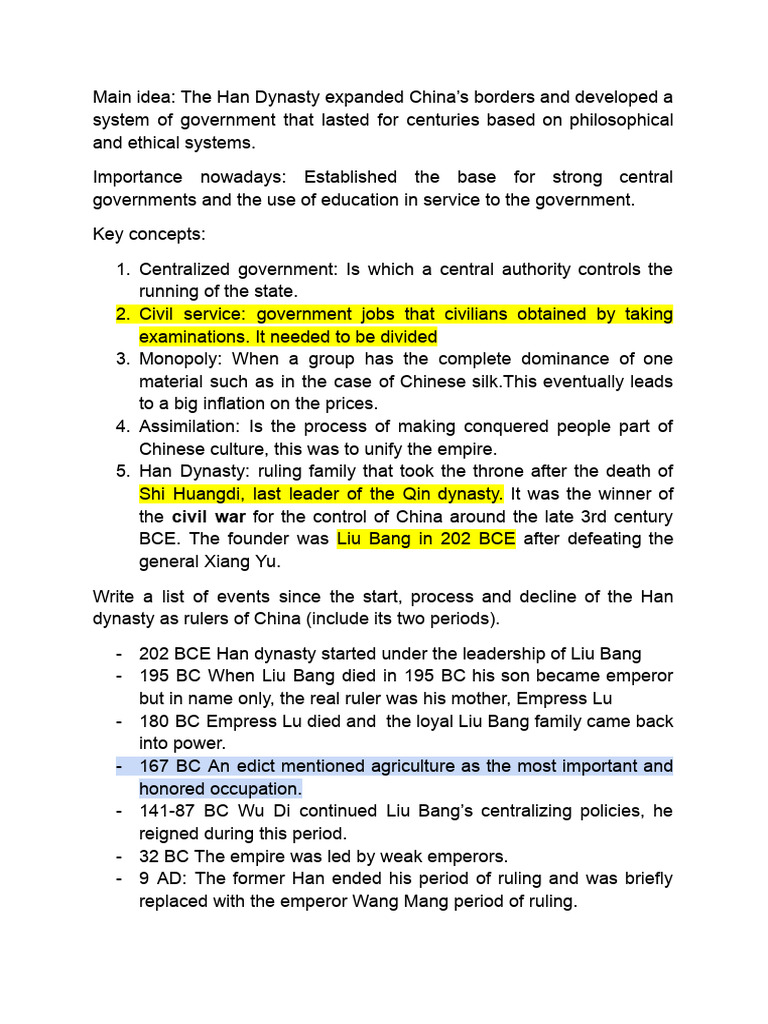 Han Emperors in China (202 BCE To 220 CE) | Download Free PDF | Han Dynasty | Emperor Of China