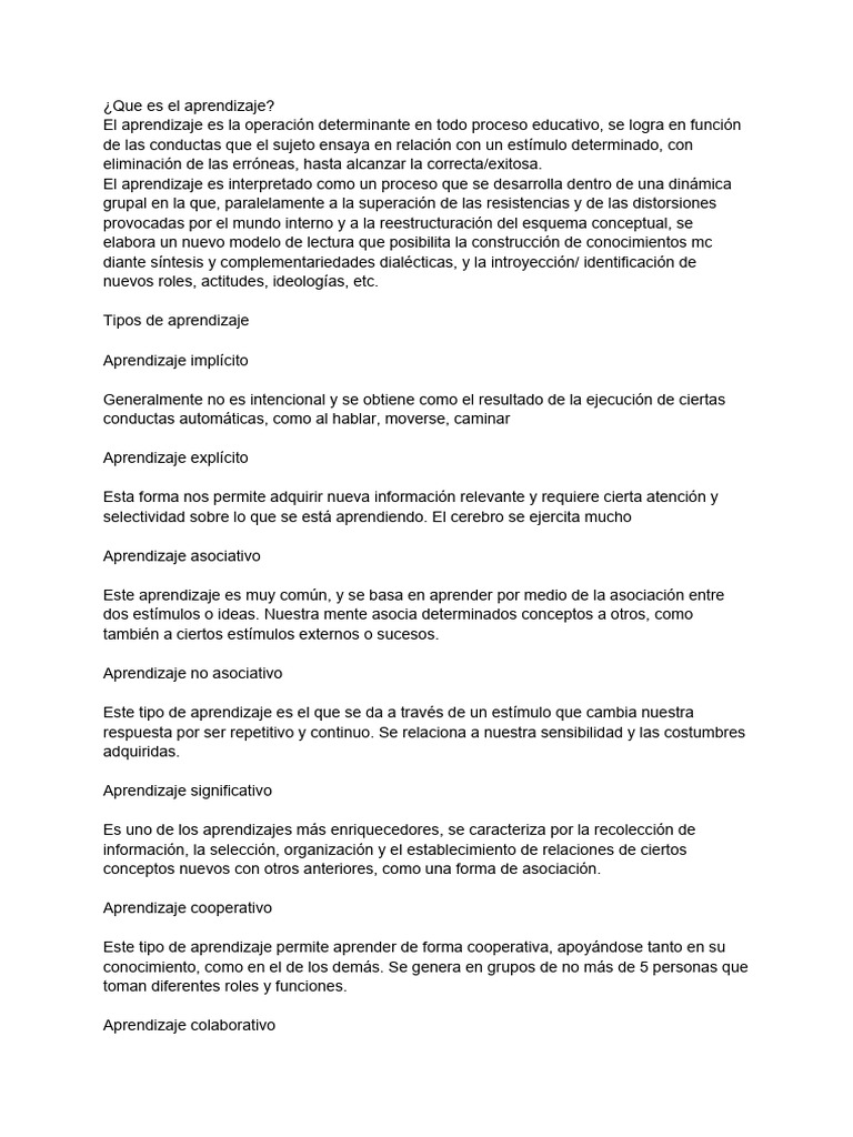 ¿Que Es El Aprendizaje | PDF | Aprendizaje | Ciencias del comportamiento