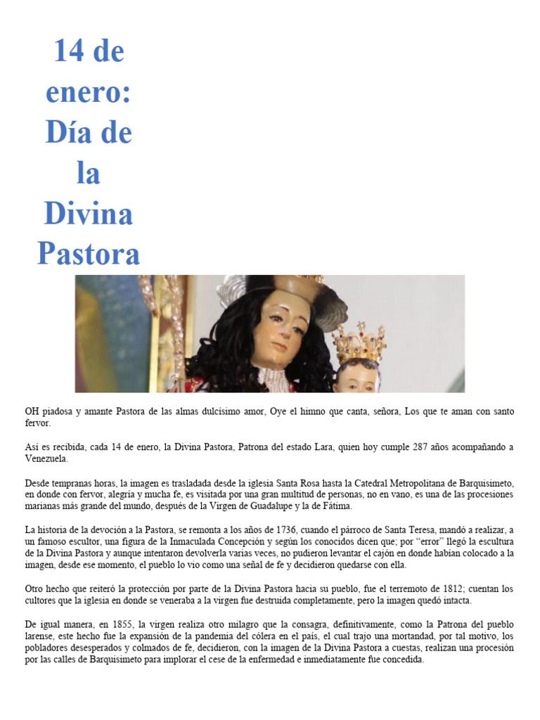 Celebración de la Divina Pastora y Guzmán Blanco | PDF | Ciencias ...