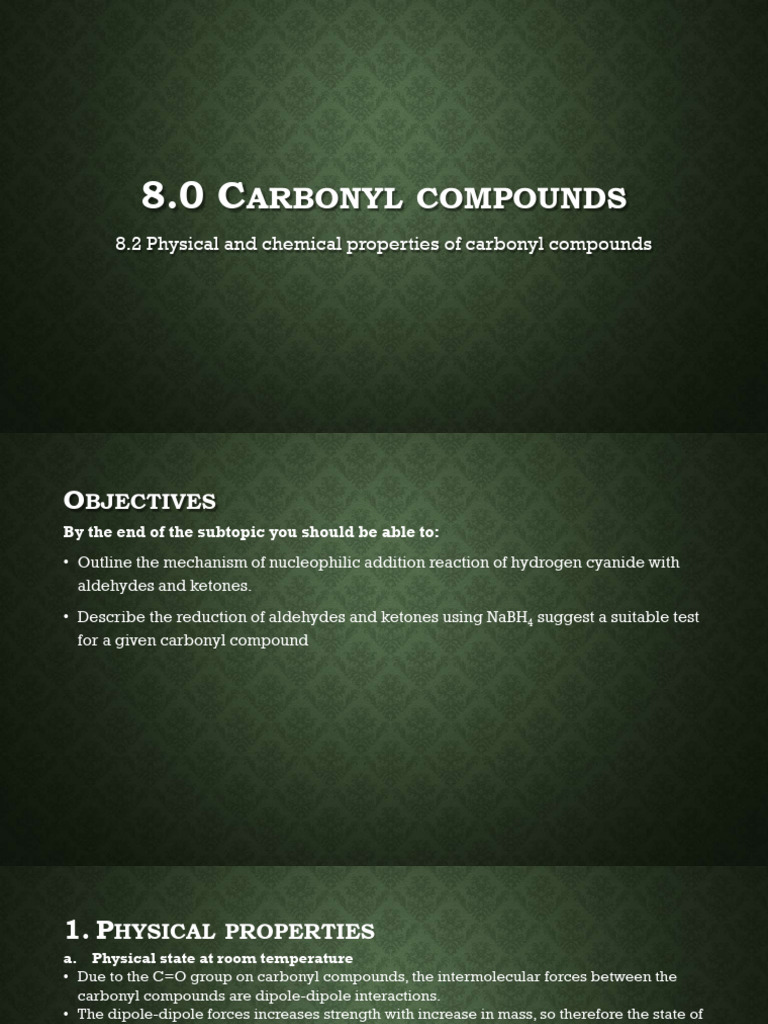 8.2 Carbonyl Componds Properties | PDF | Aldehyde | Intermolecular Force