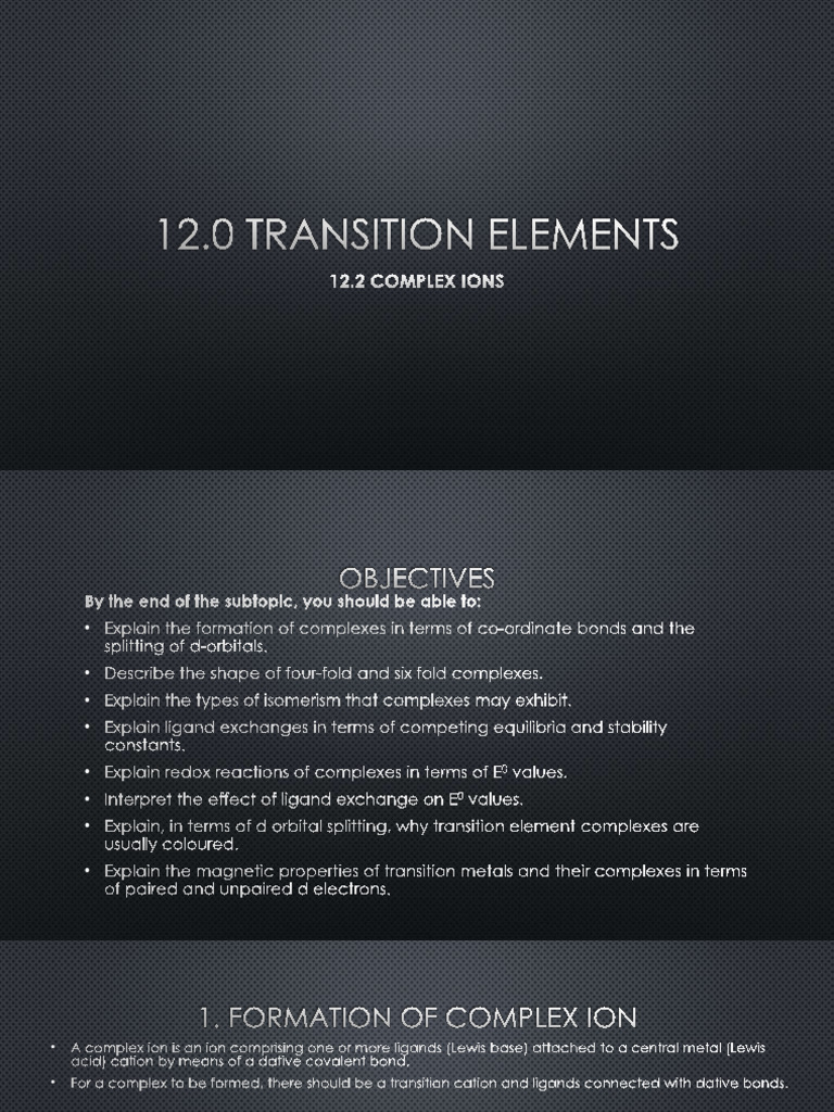 12.2 Complex Formation | PDF | Coordination Complex | Cyanide