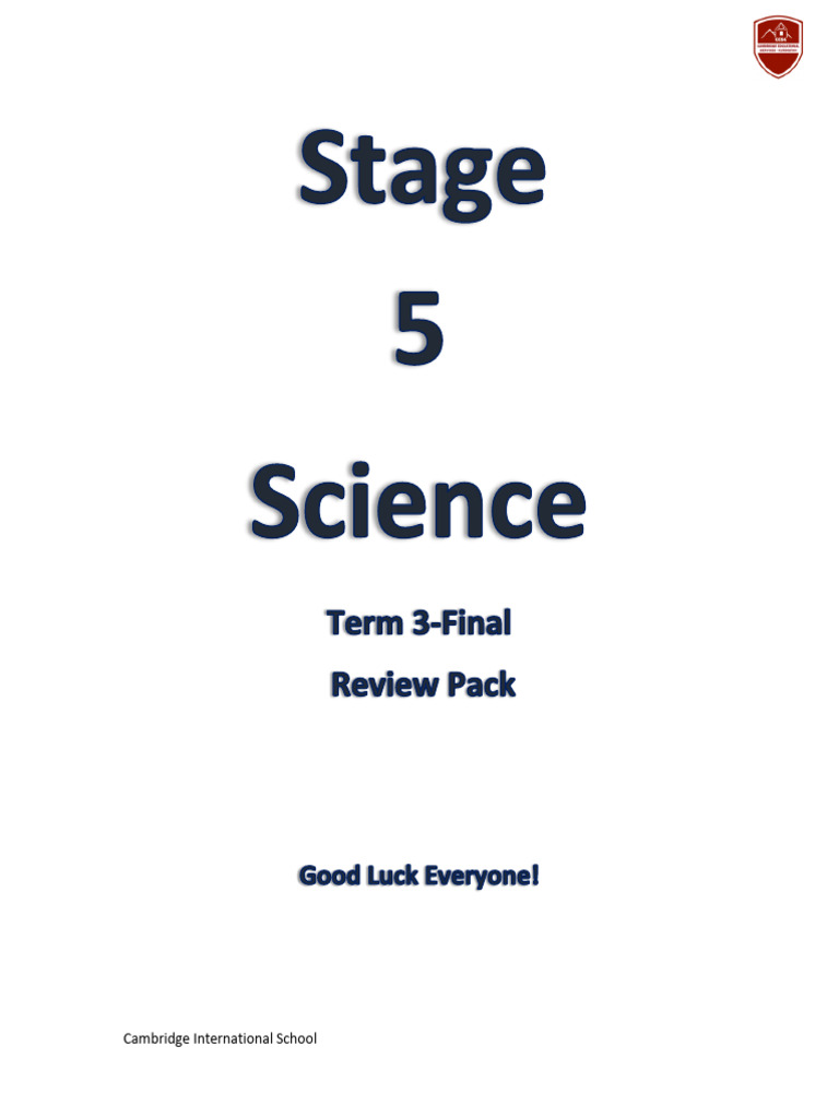 Stage 5 Science Review Pack Term 3 Final | PDF | Shadow | Lighting