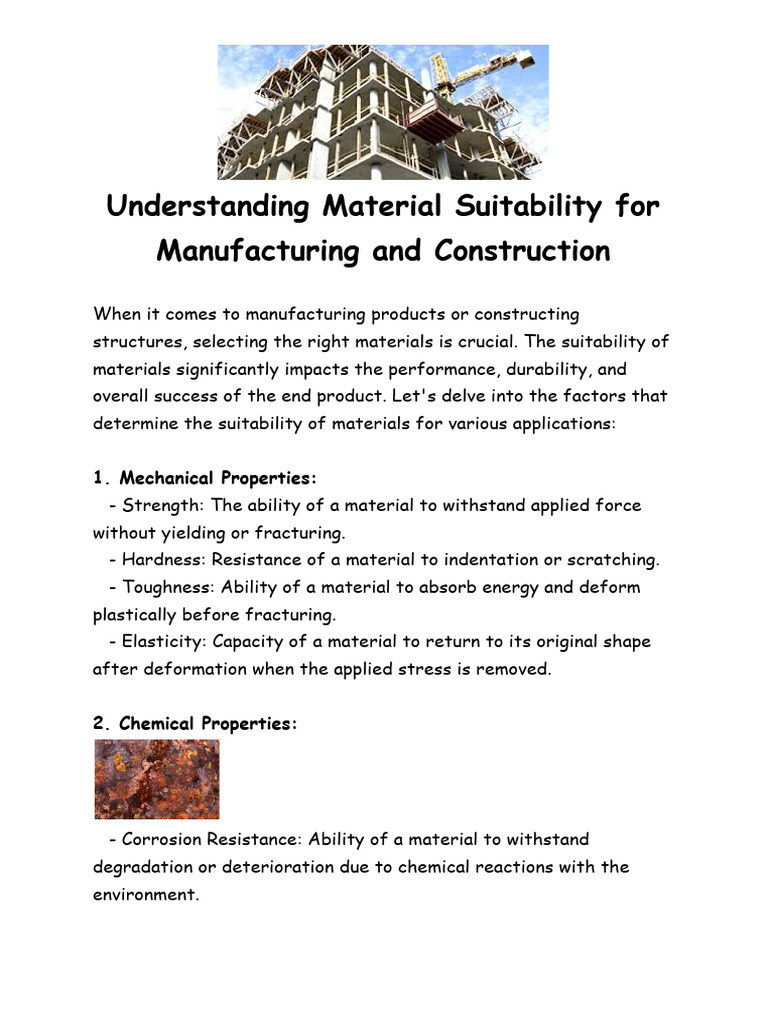 Understanding Material Suitability For Manufacturing and Construction ...