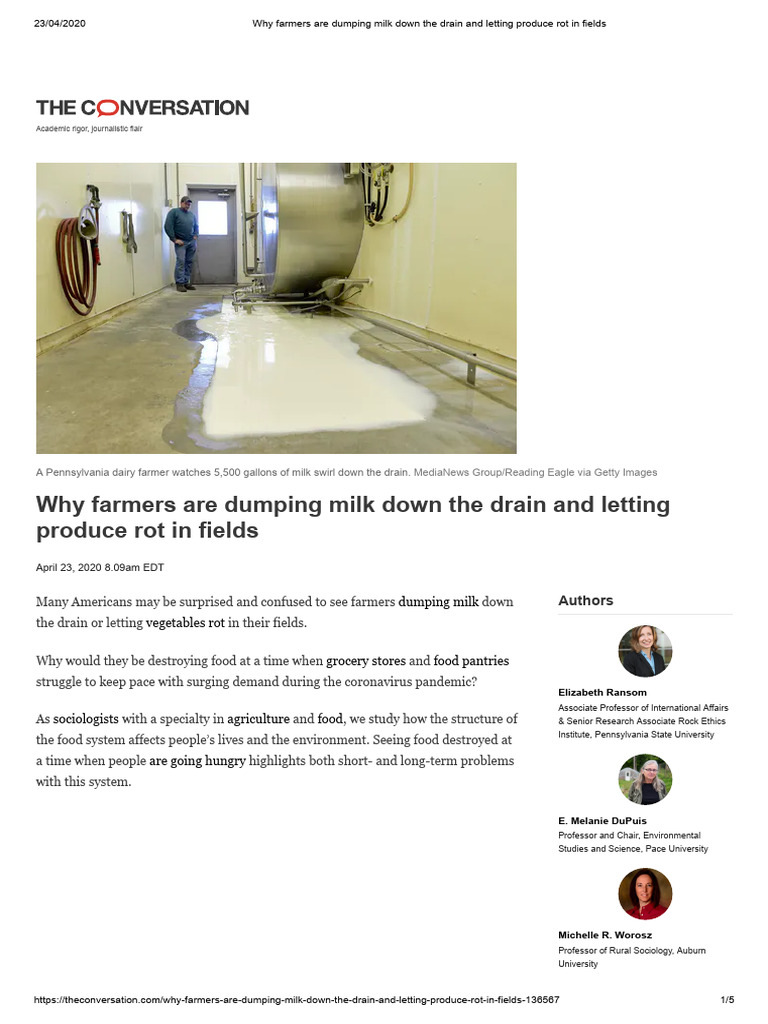 Why Farmers Are Dumping Milk Down The Drain and Letting Produce Rot in ...