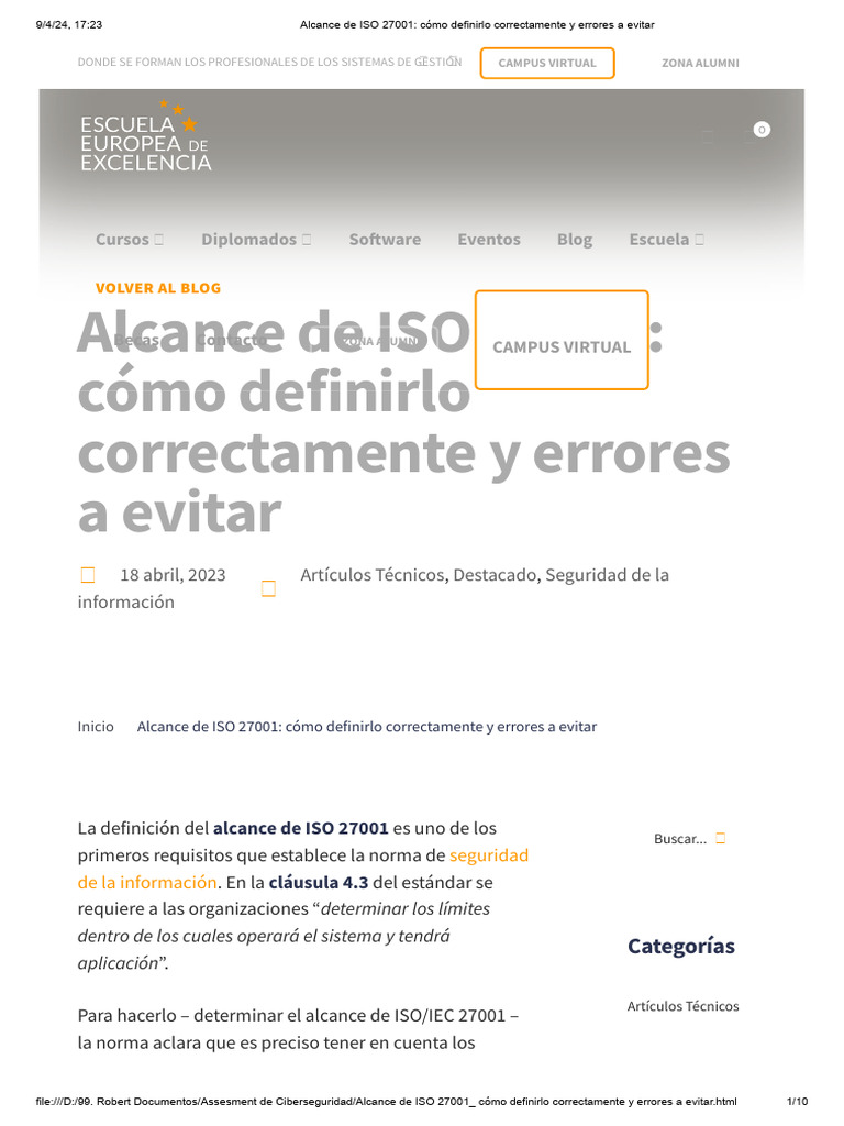 Alcance de ISO 27001 | PDF | La seguridad informática | Seguridad