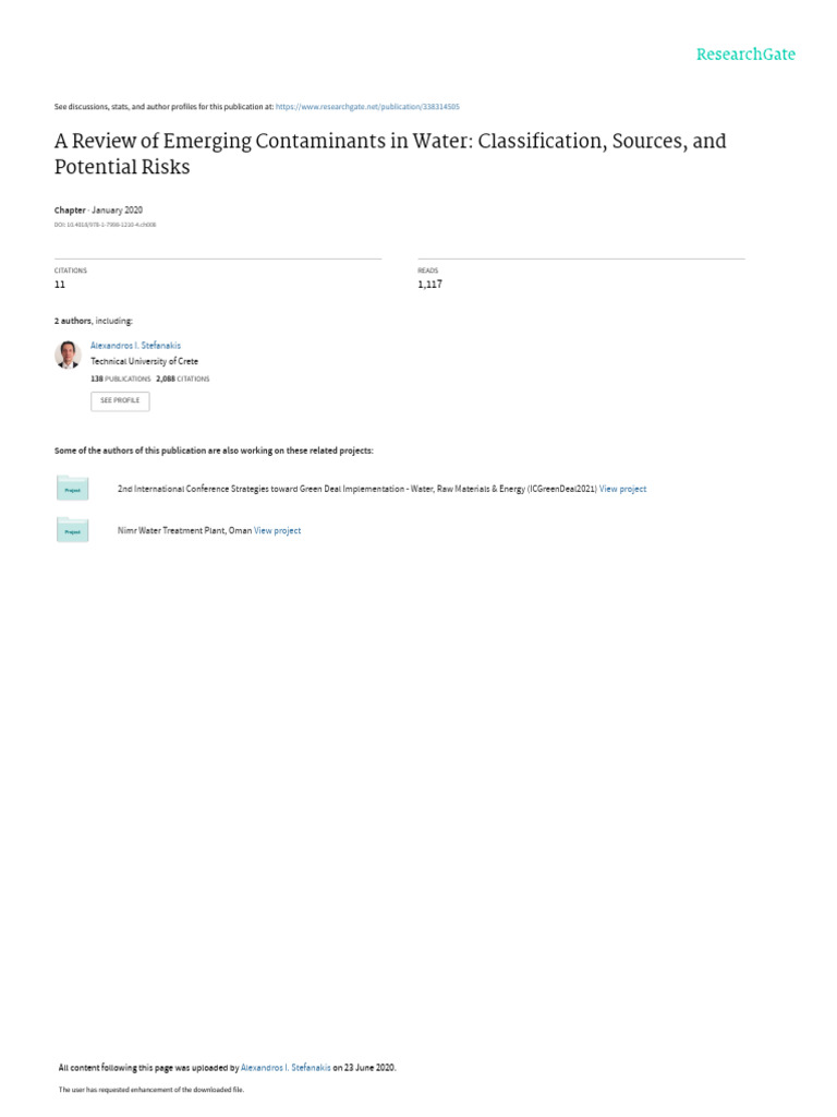 As Ch8 A Review of Emerging Contaminants in Water Classification ...