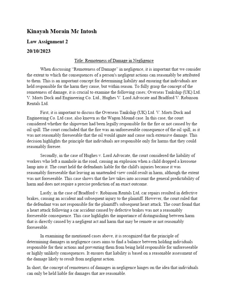 Law Assignment 2 | PDF | Negligence | Legal Liability