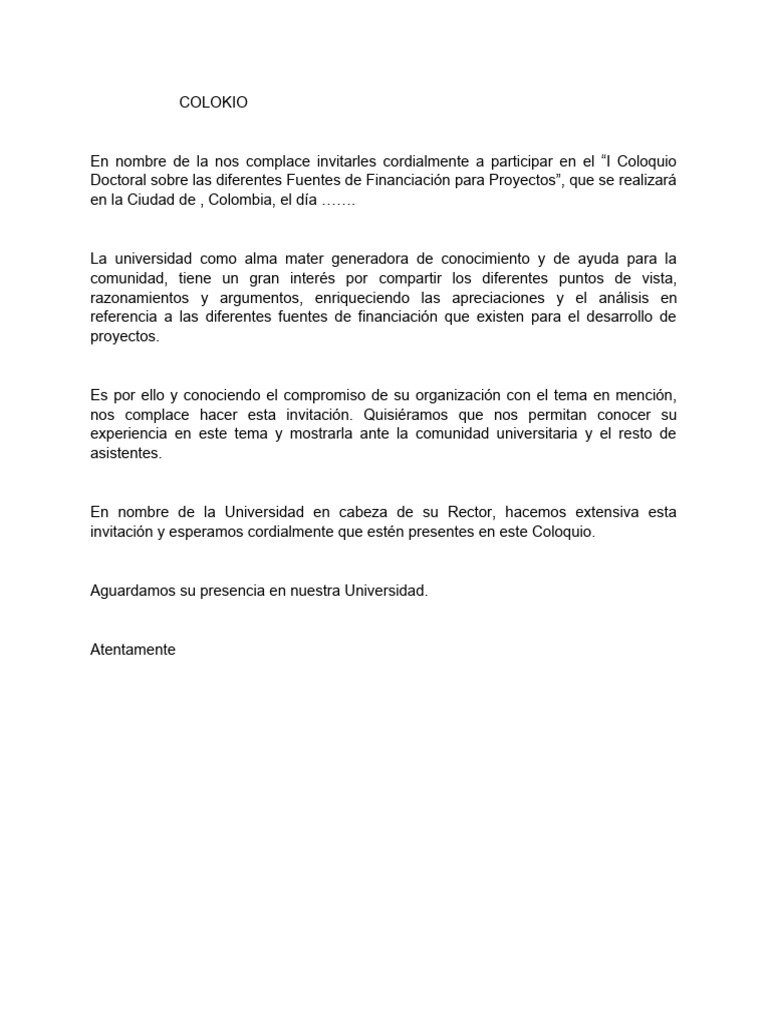 Carta Coloquio | PDF