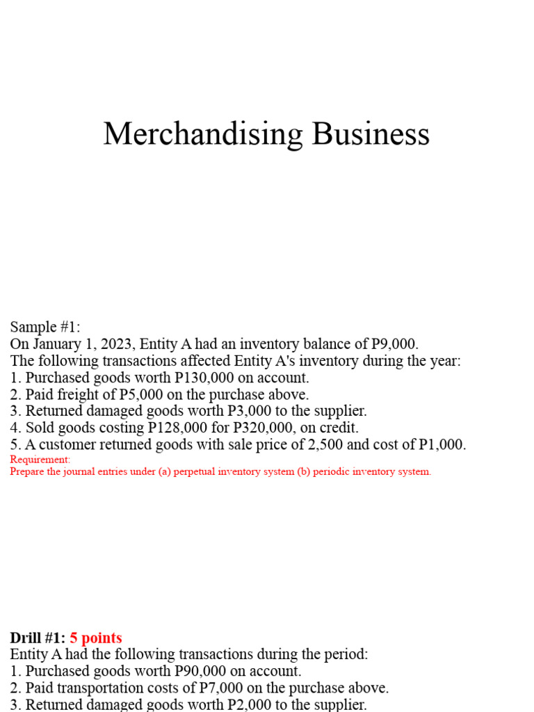 Merchandising Business With Examples | PDF | Cost Of Goods Sold | List ...