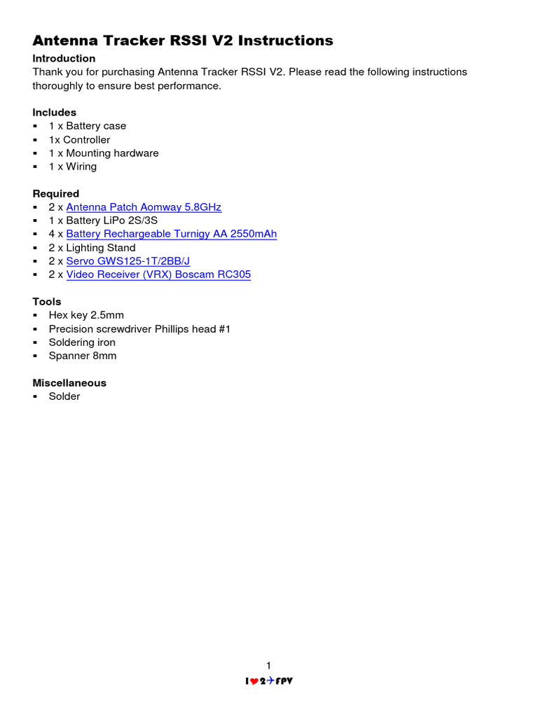 Antenna Tracker Rssi V2 Instructions Pdf Wireless Telecommunications Engineering